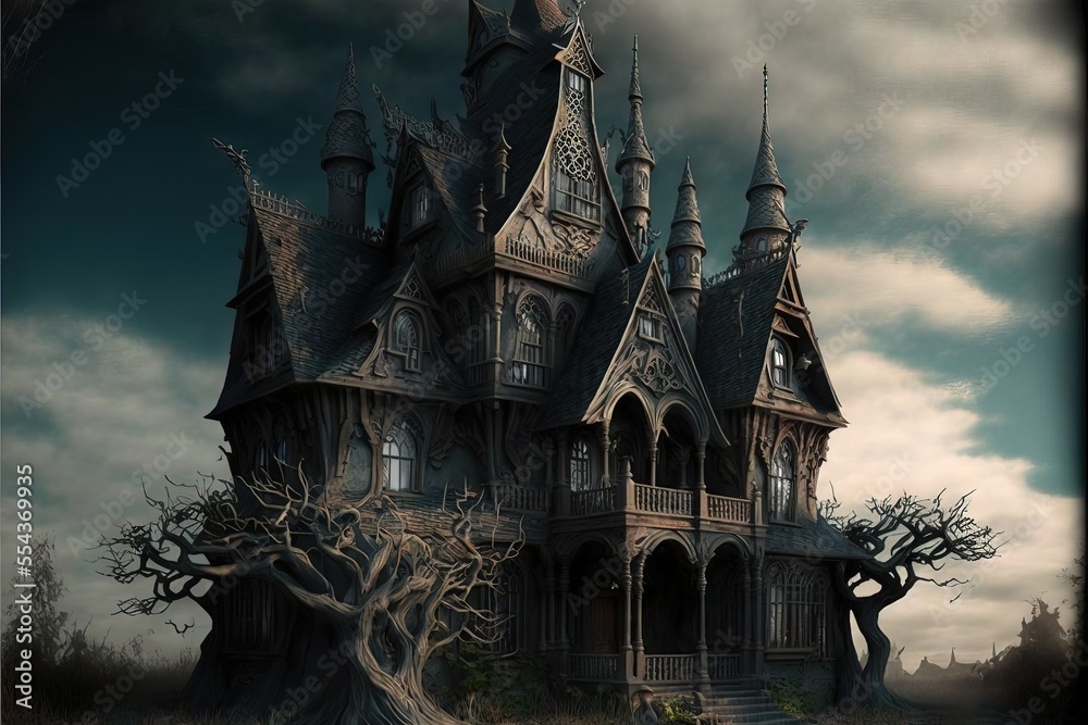 Creepy Gothic House With scary Baroque Details Stock Illustration ...