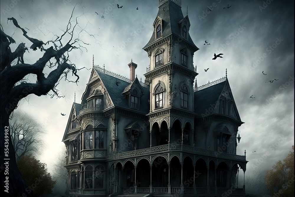 Creepy Gothic House With scary Baroque Details Stock Illustration ...