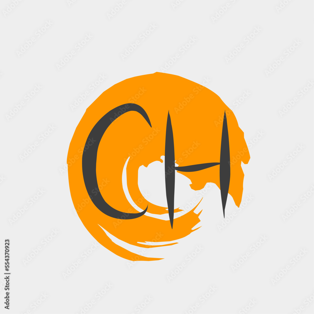 Vector logo template of initial ch alphabet with orange template ...