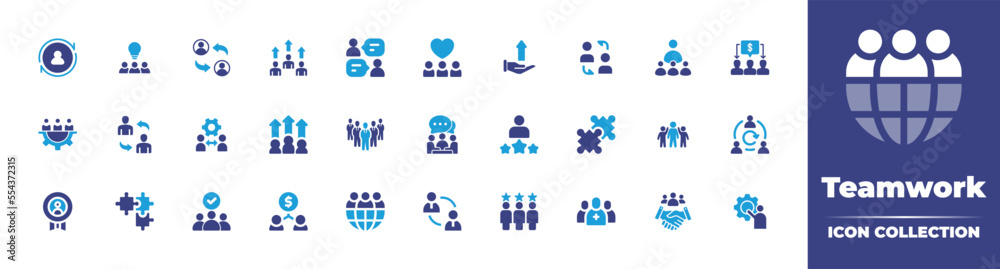 Teamwork icon collection. Duotone color. Vector illustration ...