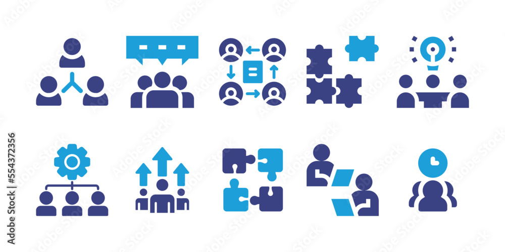 Teamwork icon set. Duotone color. Vector illustration. Containing ...