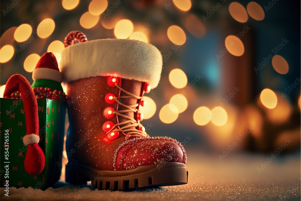 Santa´s shoe - Stuffed Santa Claus boot - Gumboot, paper bag, gift ...