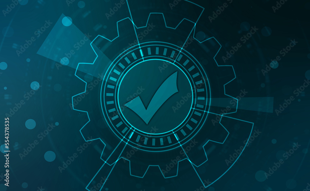 Check mark symbol in digital background, Technology abstract background ...