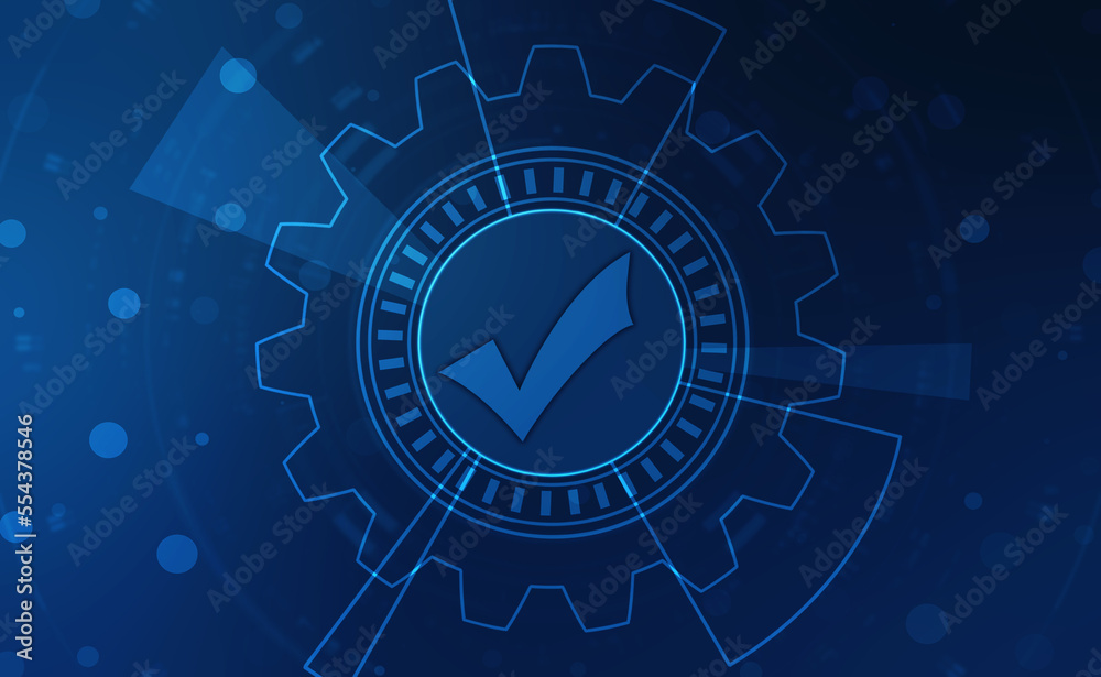 Check mark symbol in digital background, Technology abstract background ...