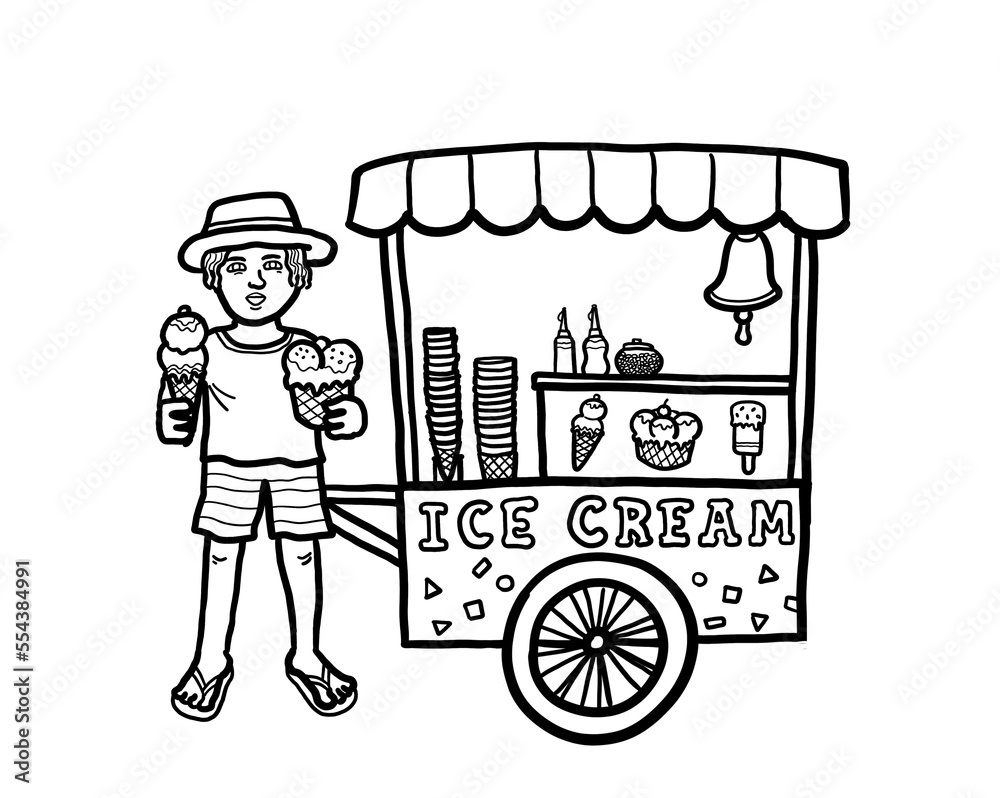 Street Food Vendor Selling Ice Cream Stock Illustration Adobe Stock street-food-vendor-selling-ice-cream-stock-illustration-adobe-stock
