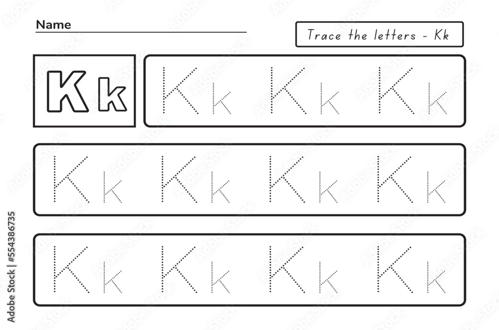 Trace letters k. uppercase and lowercase. Alphabet tracing practice ...