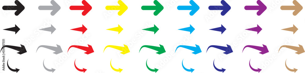Arrows colorful set .Arrows. Arrow icon. Colorful arrows . Vector ...