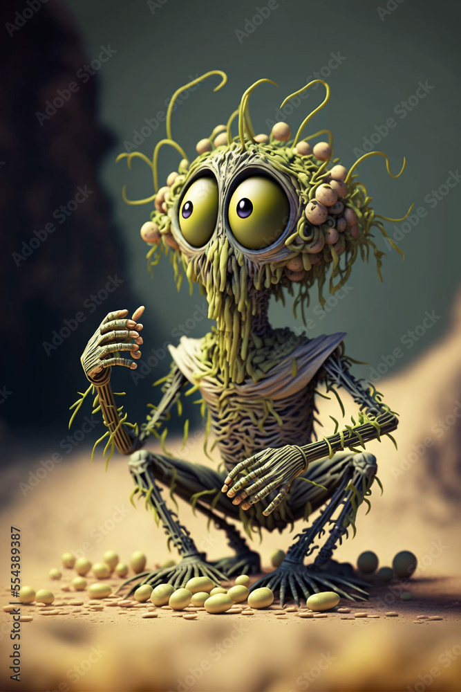 Single alien avatar standing poised for some action. Generative AI art ...