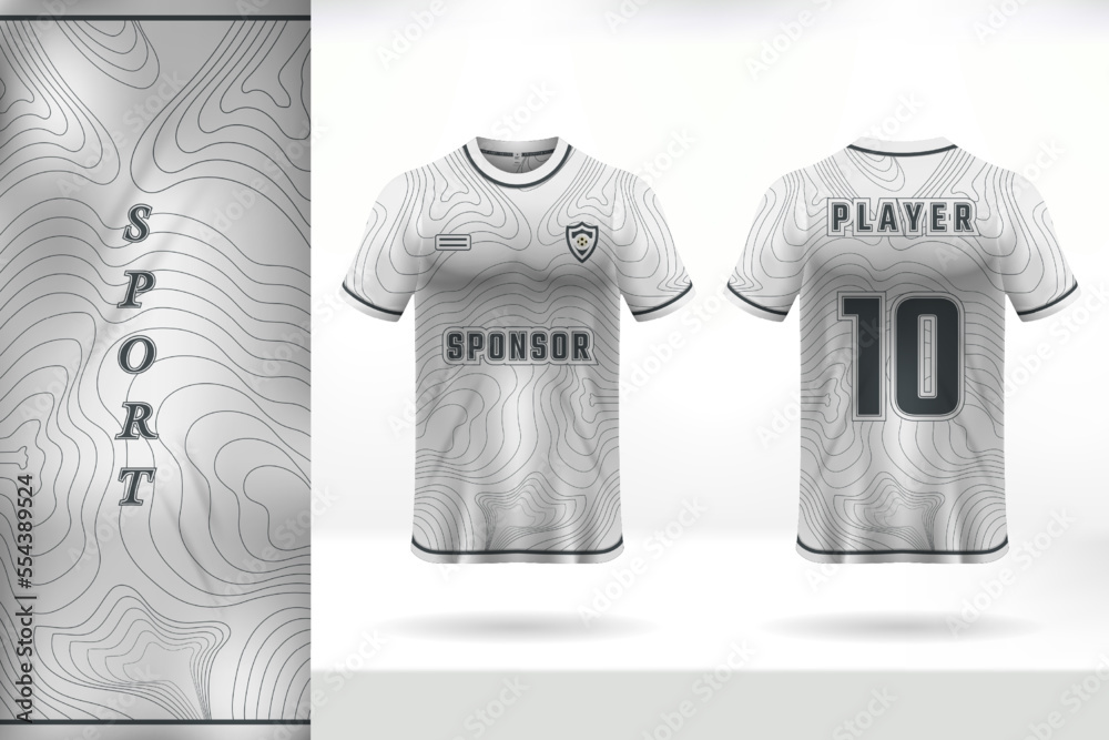 White color sports jersey template design with wavy lines Stock Vector ...