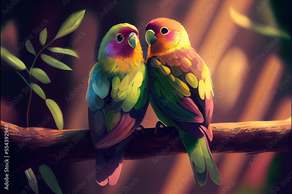 Two Birds On A Branch Painting