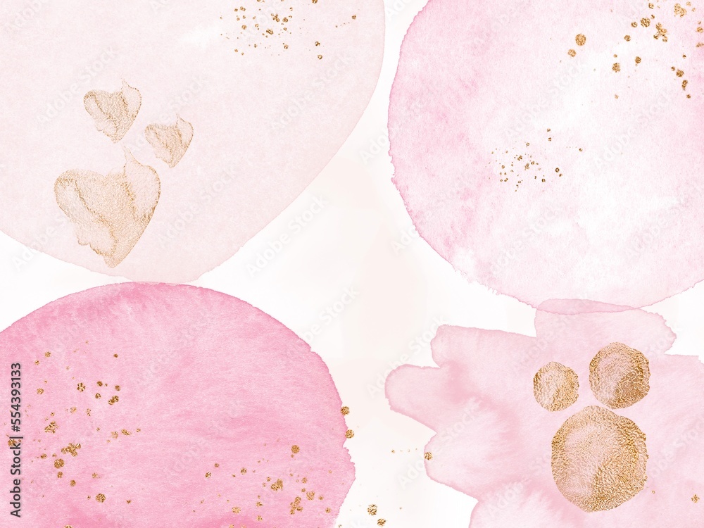 Watercolor valentines background with gold glitter Stock Illustration ...