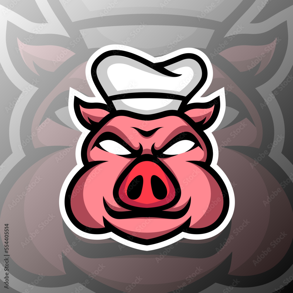 vector graphics illustration of a chef pig in esport logo style ...