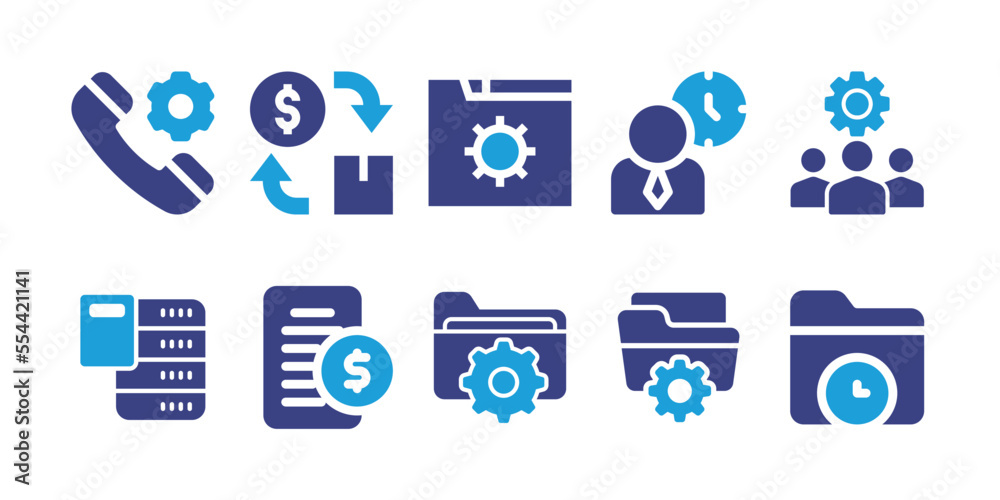 Management icon set. Duotone color. Vector illustration. Containing ...