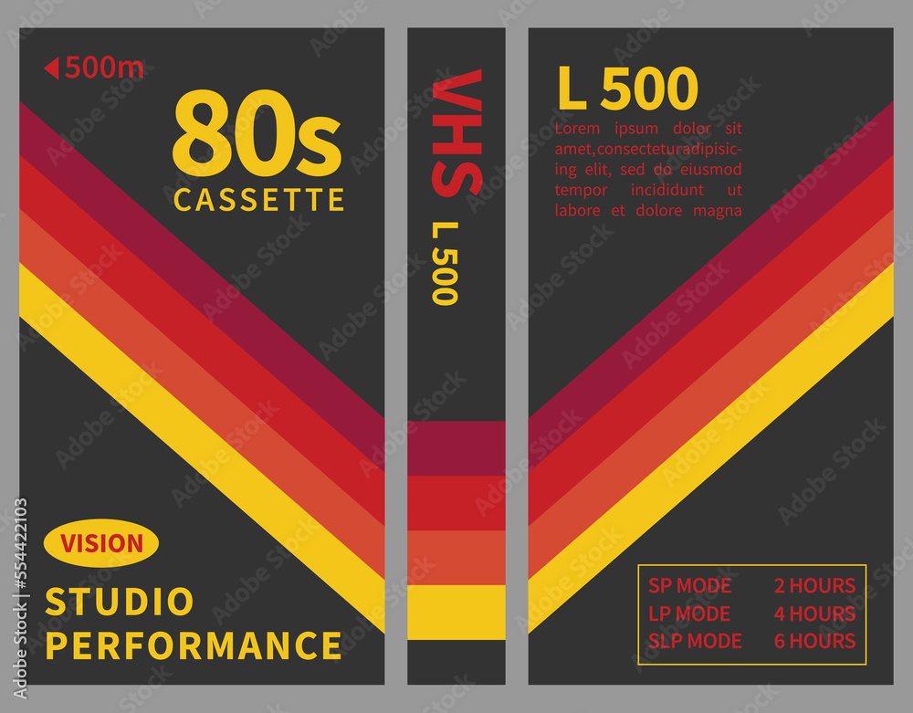 red yellow vhs cover template vector Stock Vector | Adobe Stock