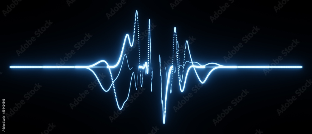 Abstract illustration of blue sound waves, visualization of frequency ...