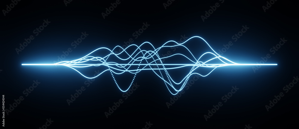 Abstract illustration of blue sound waves, visualization of frequency ...