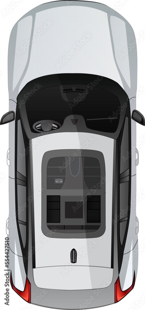 Vector car top view illustration on isolated white background Stock ...