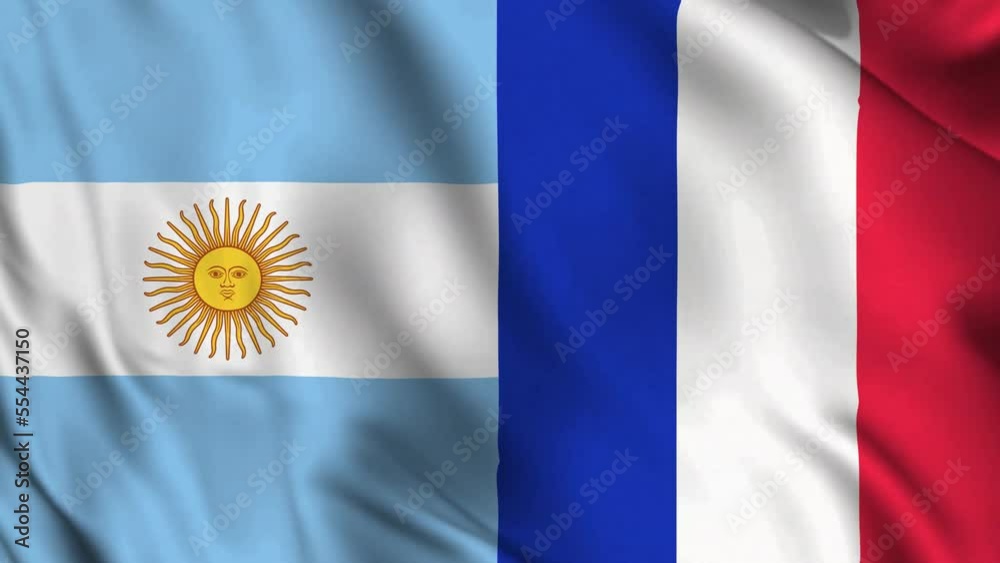 Diagonal Waving Argentine and France Combined Flag video background ...