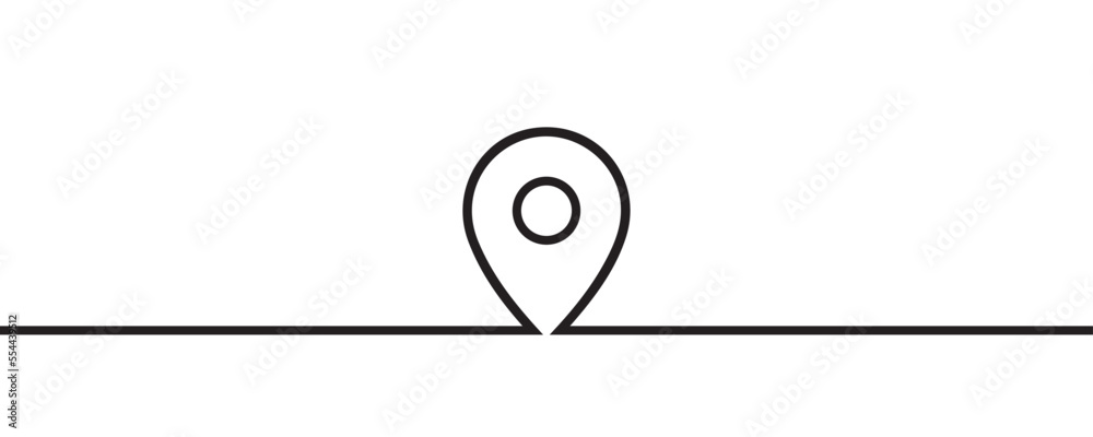 Continuous line drawing of GPS location icon. Card pin line background ...