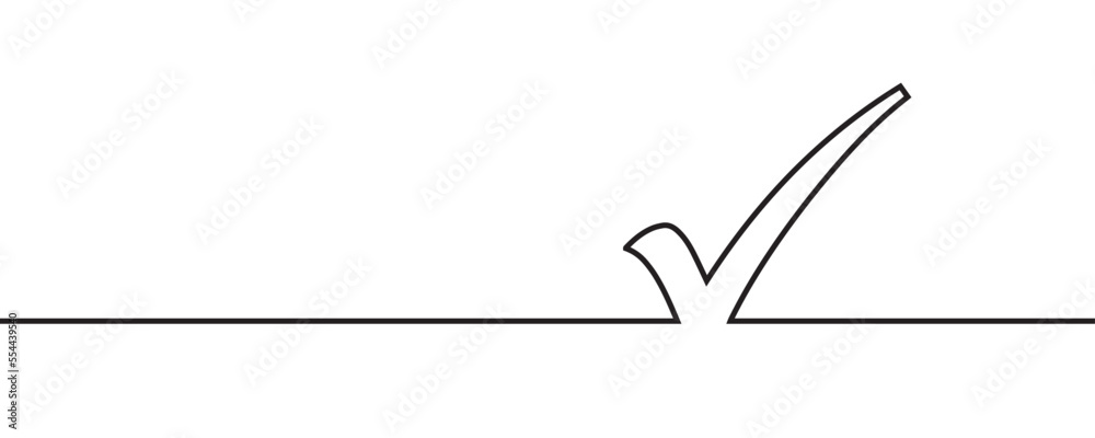 Continuous line drawing of check mark on white background. Vector ...