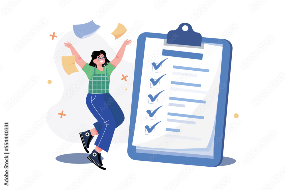 Lady Completed All Of Her Business Tasks Stock Vector | Adobe Stock