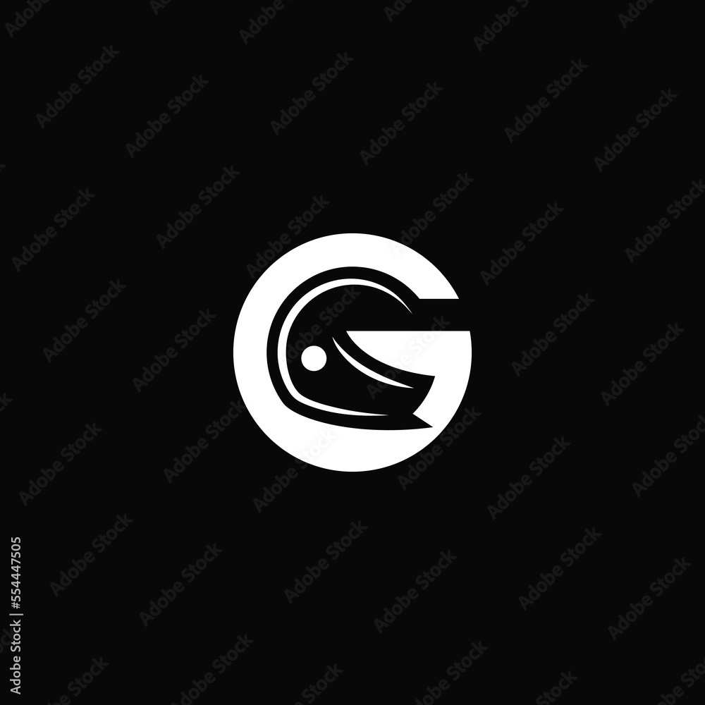 G letter combination with racing helmet, negative space. Logo design ...