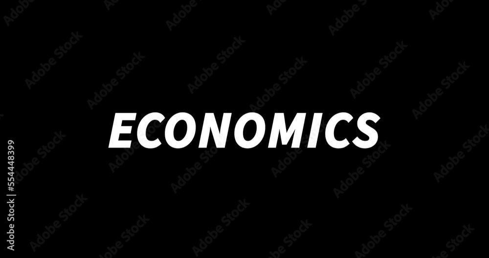 ECONOMICS text animation on black background. Modern text animation ...