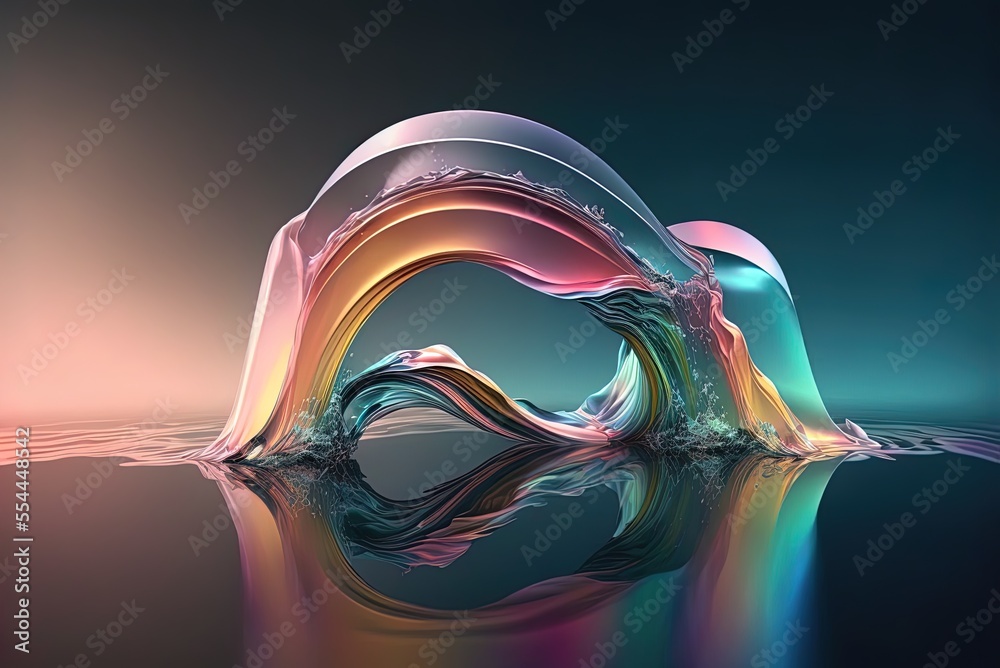 nature-inspired abstract backdrop. Ribbon of shiny, see-through glass ...