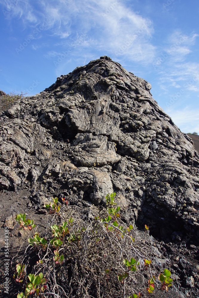 Volcanic landscapes of Lanzarote. Solidified lava, lava chimney, lava ...