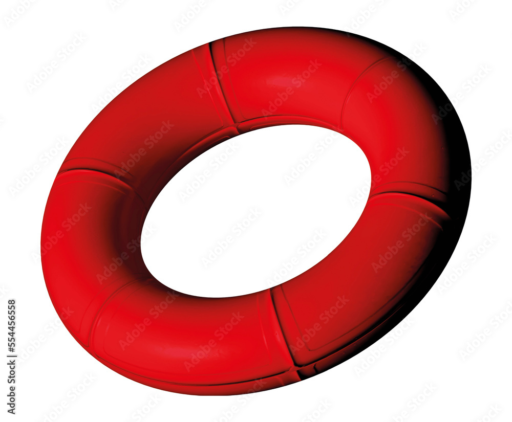 3d drawing of red life ring on transparent background. png Stock ...