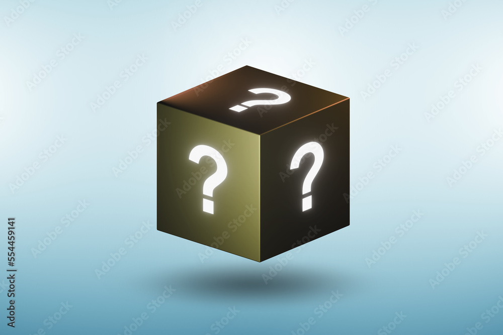 Cube with question marks on its sides Stock Illustration | Adobe Stock