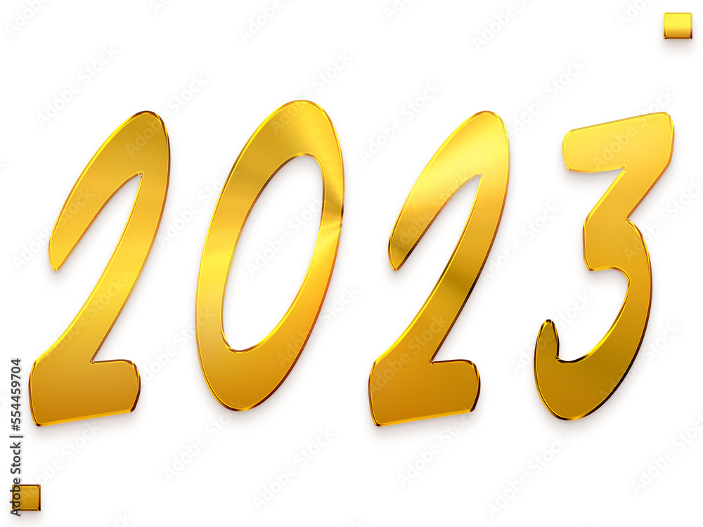 2023 Numbers in Transparent PNG Elegant Gold Bold Typography ...