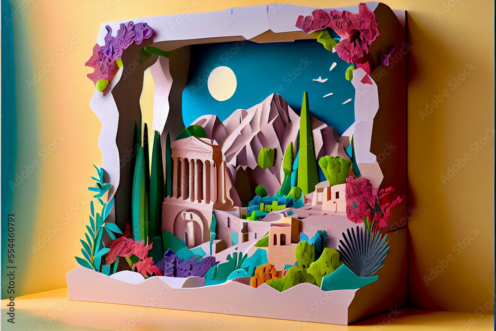 Generative AI render of paper art Stock Illustration | Adobe Stock