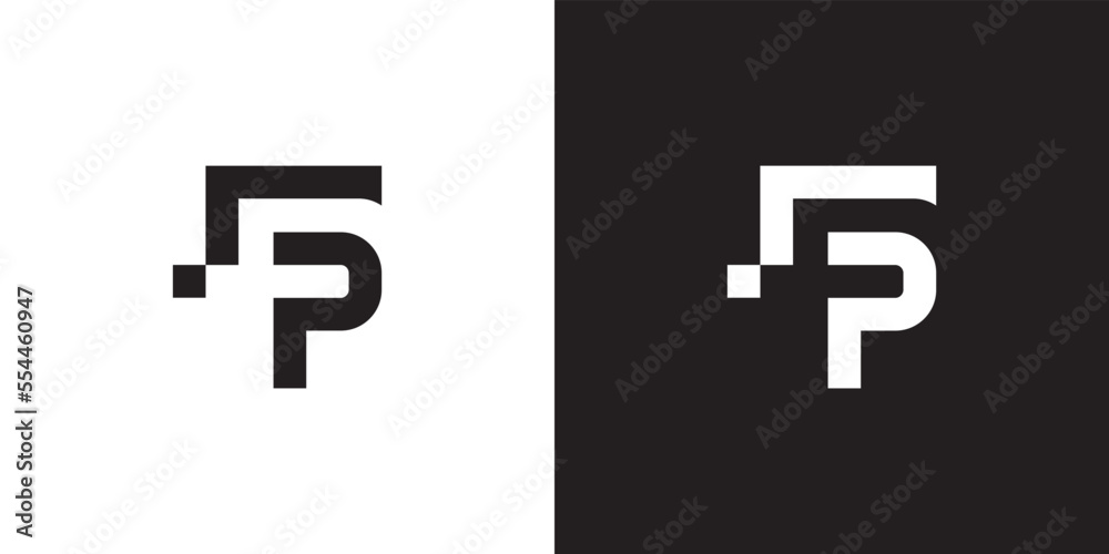 Minimal FP logo. Icon of a PF letter on a luxury background. Logo idea ...