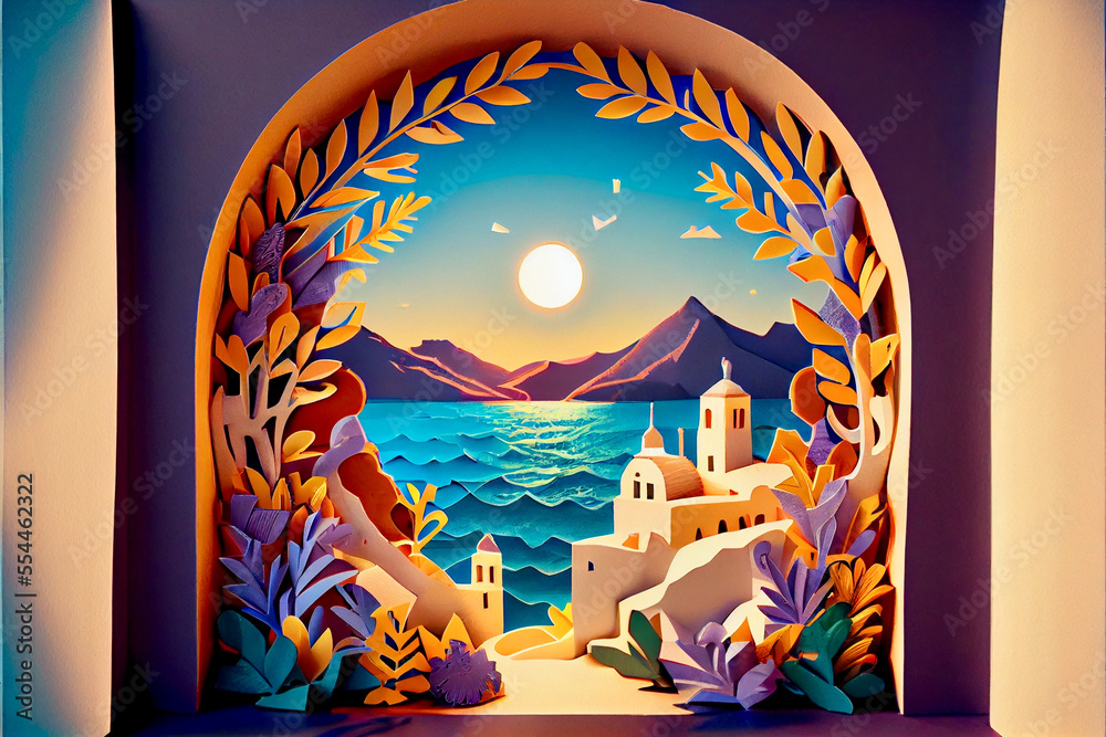 Generative AI render of paper art Stock Illustration | Adobe Stock