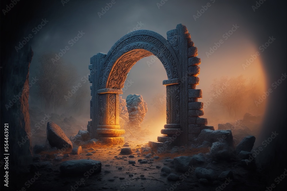 Ancient arch and pillars. portal to another world, magical, ancient ...