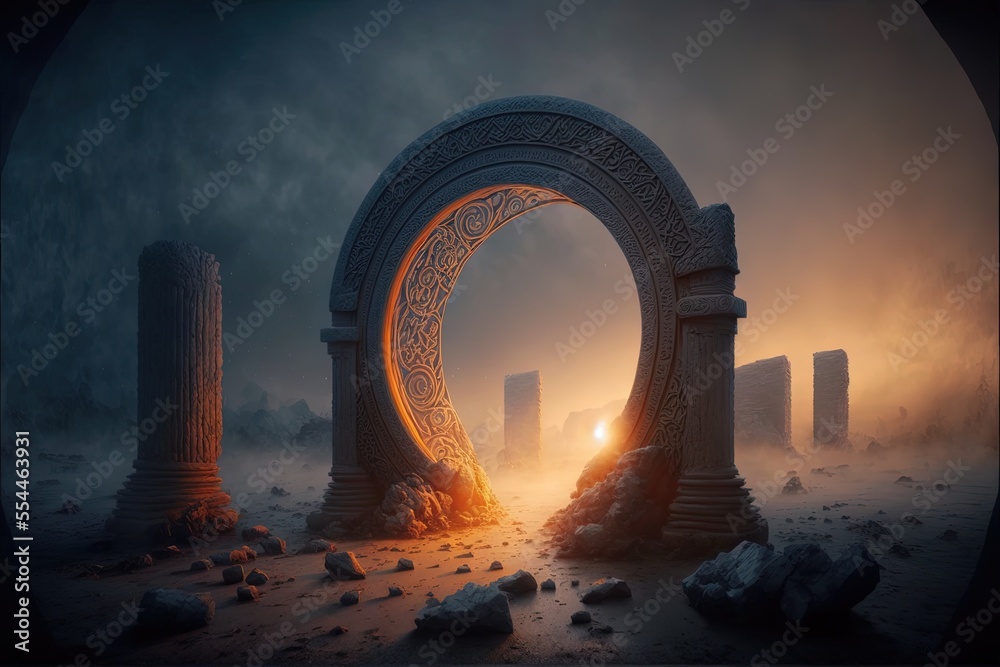 Ancient arch and pillars. portal to another world, magical, ancient ...