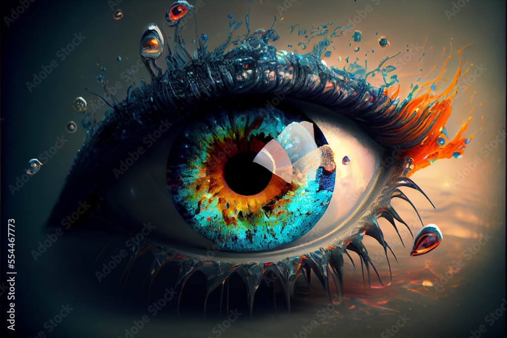 Photo & Art Print Generative AI abstract render of a human eye ...