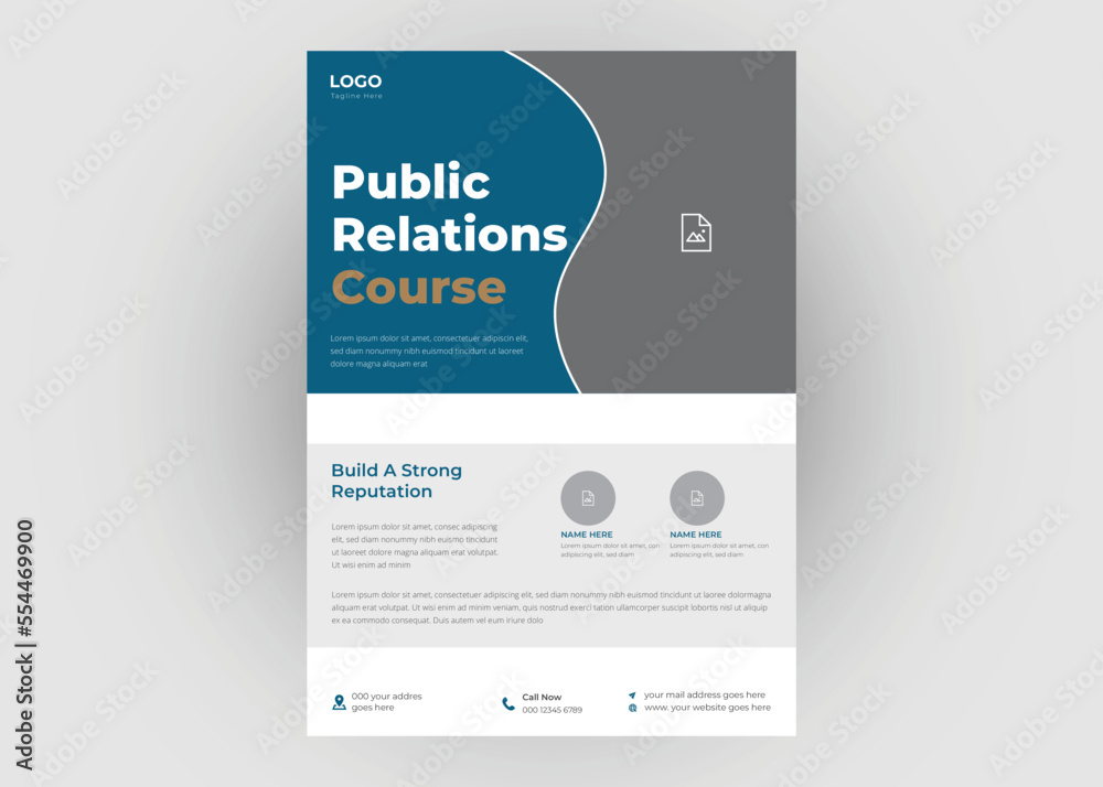 Public Relations Course Flyer Template. cover, poster, leaflet, and ...