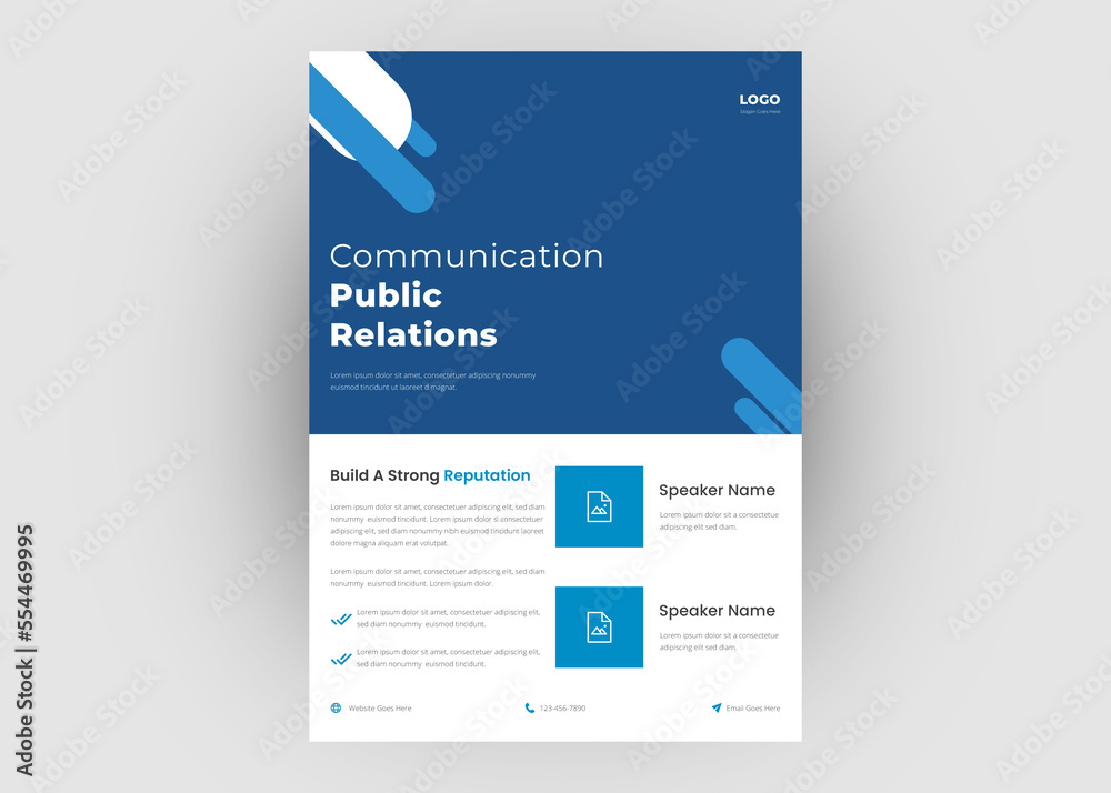 Public Relations Course Flyer Template. cover, poster, leaflet, and ...