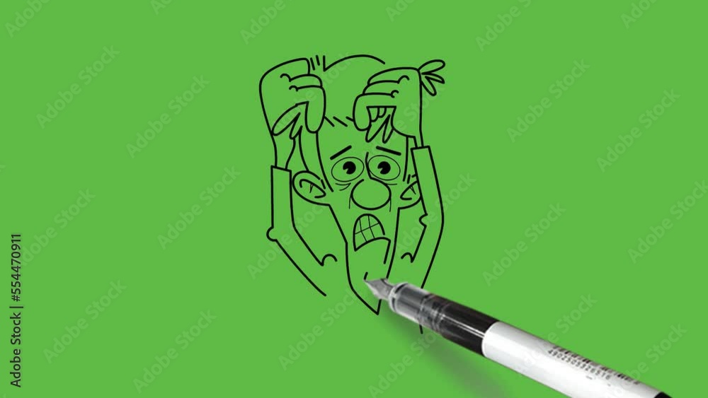 Draw young boy weeping face with tears, round eyes, long nose, catching ...