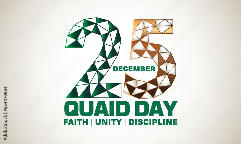 Quaid Day Logo Design With Typo of 25 Stock Vector | Adobe Stock