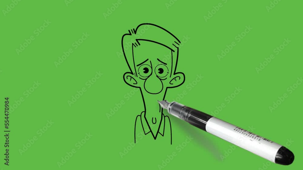 Draw close up young boy loudly crying face with tears, round eyes, nose ...