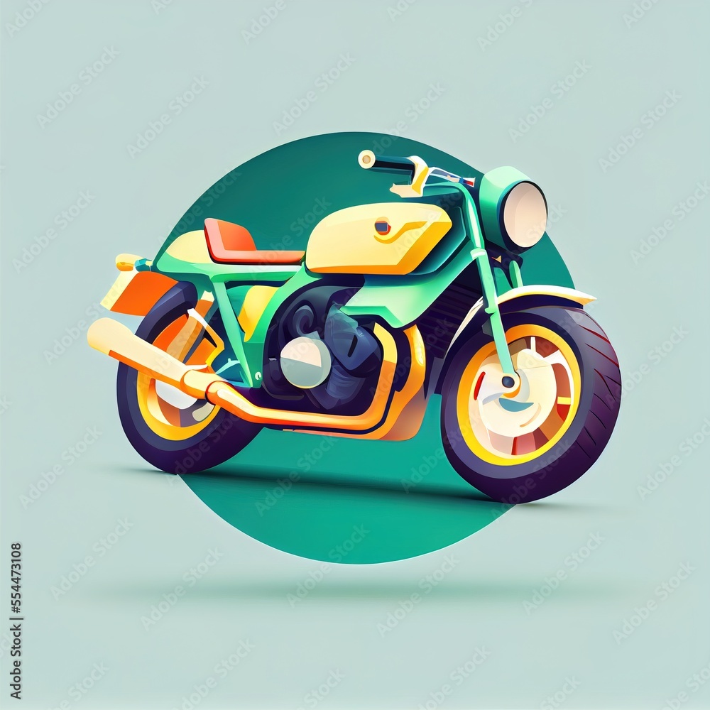a motorcycle is shown in a circular shape with a green background and a ...