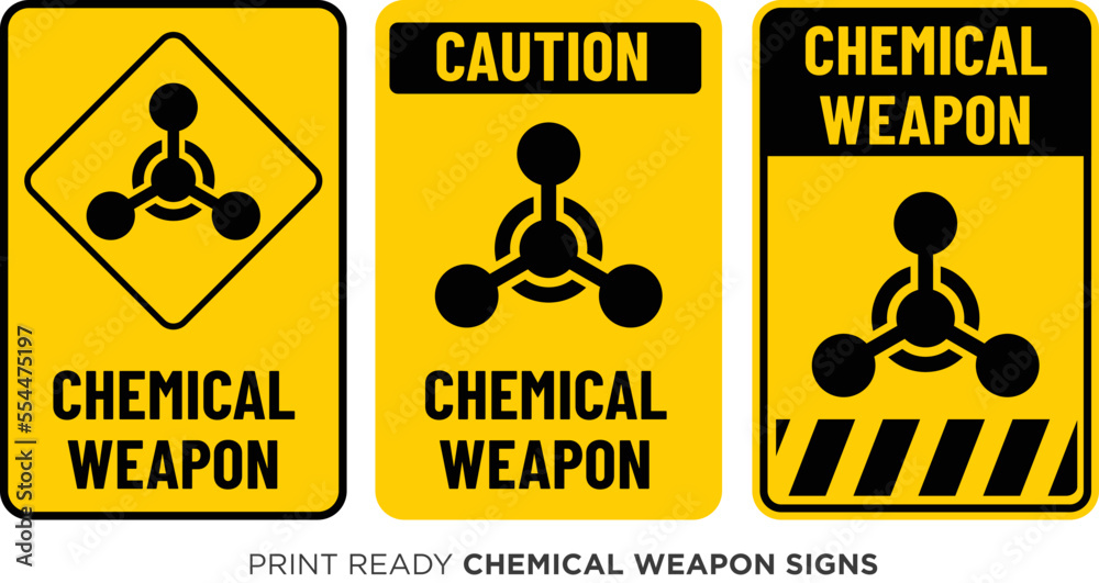 Chemical weapon, chemical hazard print ready yellow sign vector Stock ...