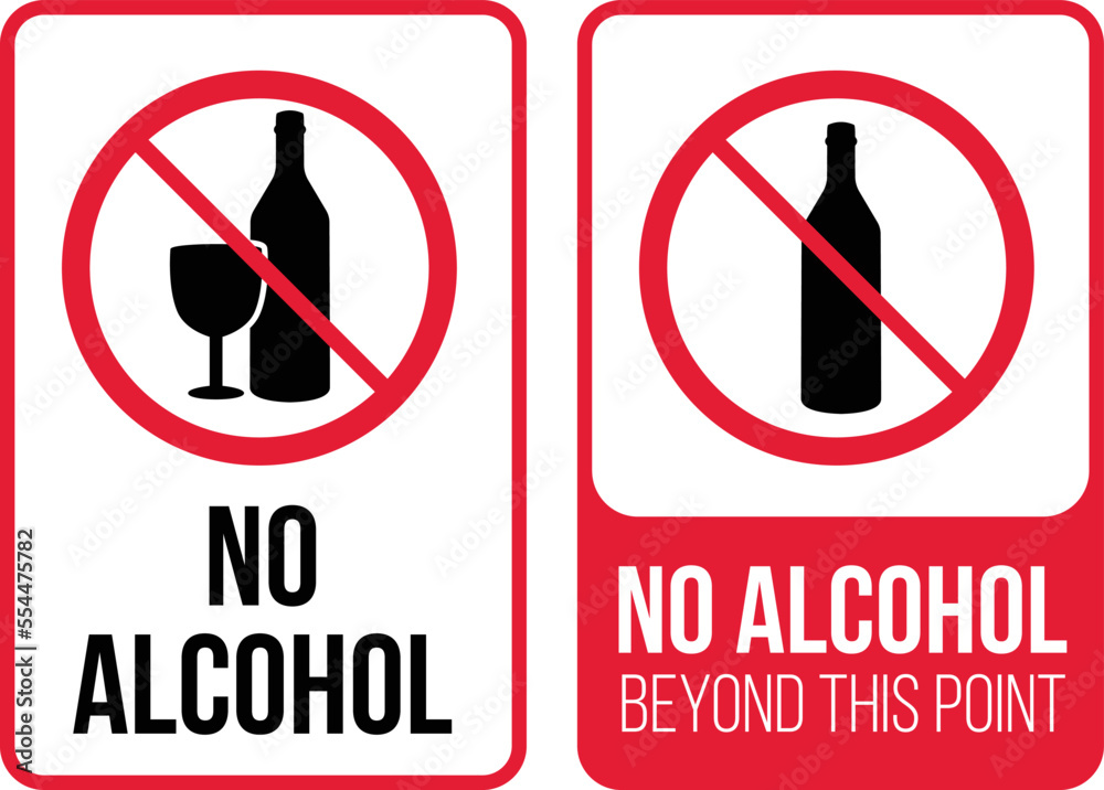 no alcohol beyond this area print ready sign vector Stock Vector ...