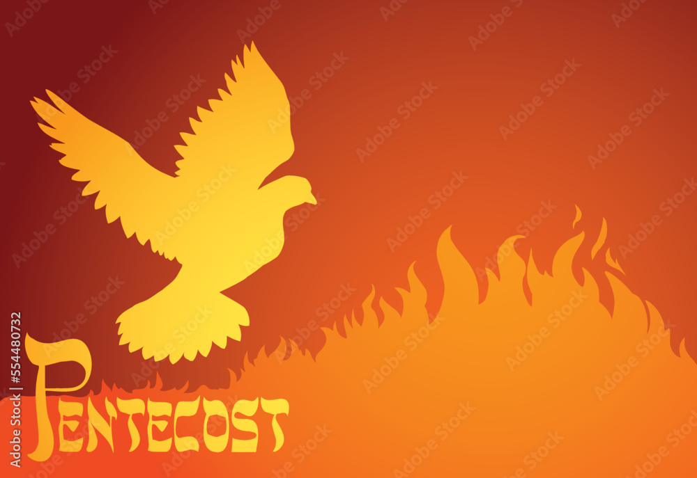 Pentecost sunday. Baptism with the Holy Spirit. Vector drawing icon ...