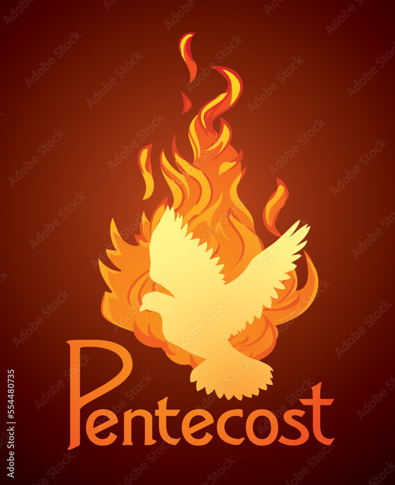 Pentecost sunday. Baptism with the Holy Spirit. Vector drawing icon ...