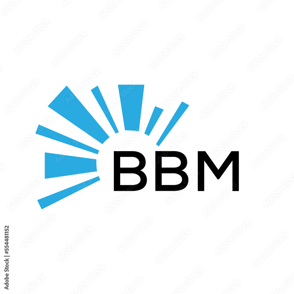 BBM letter logo. BBM blue image on white background and black letter ...