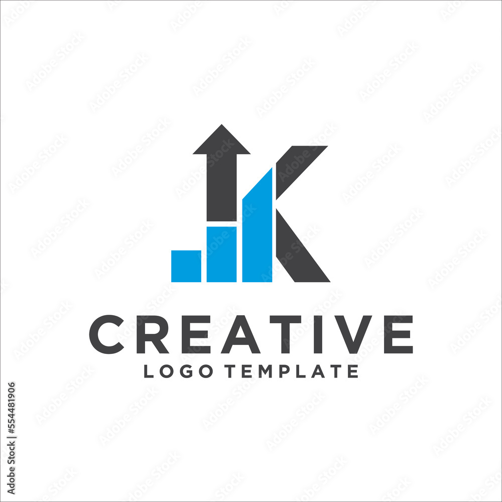 Investment logo with capital letter K, finance logo, financial ...